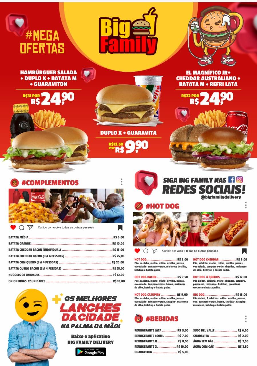 Menu at Big Family Delivery restaurant, Campos