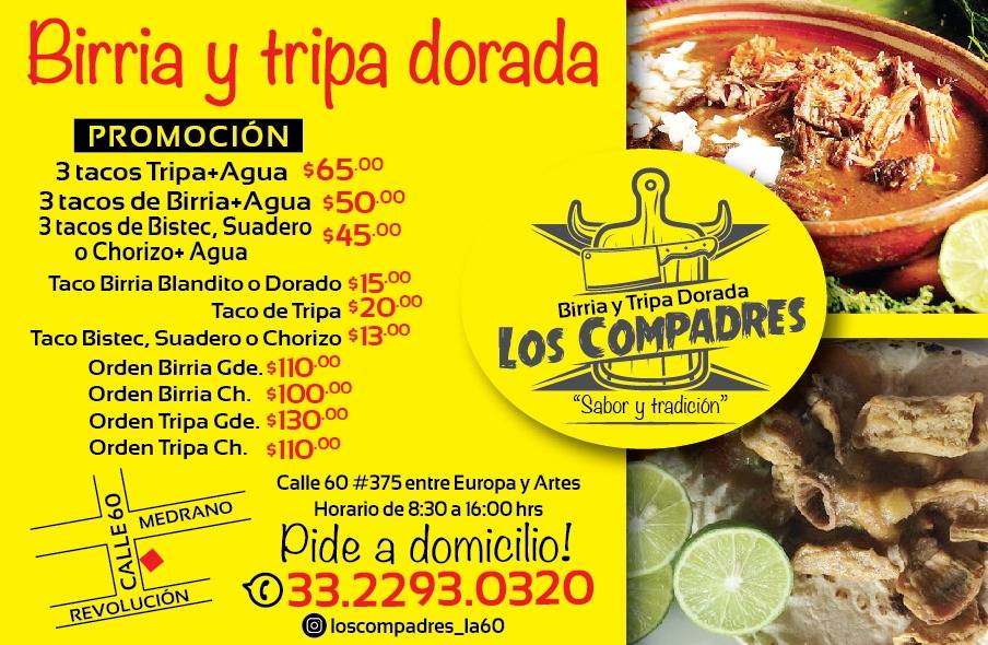 Carta del restaurante Birria y Tripa Dorada Los Compadres, Guadalajara