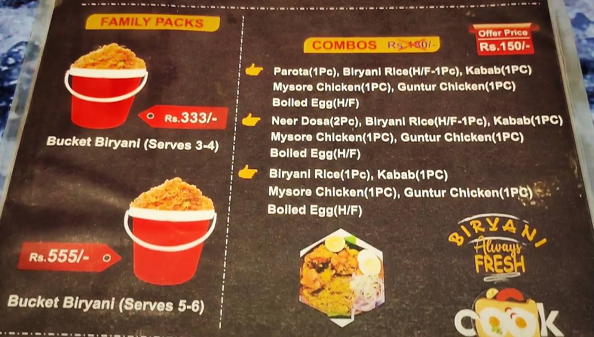 Menu at Biryani Factory, Bengaluru, Maramma Temple Halage Vaderahalli