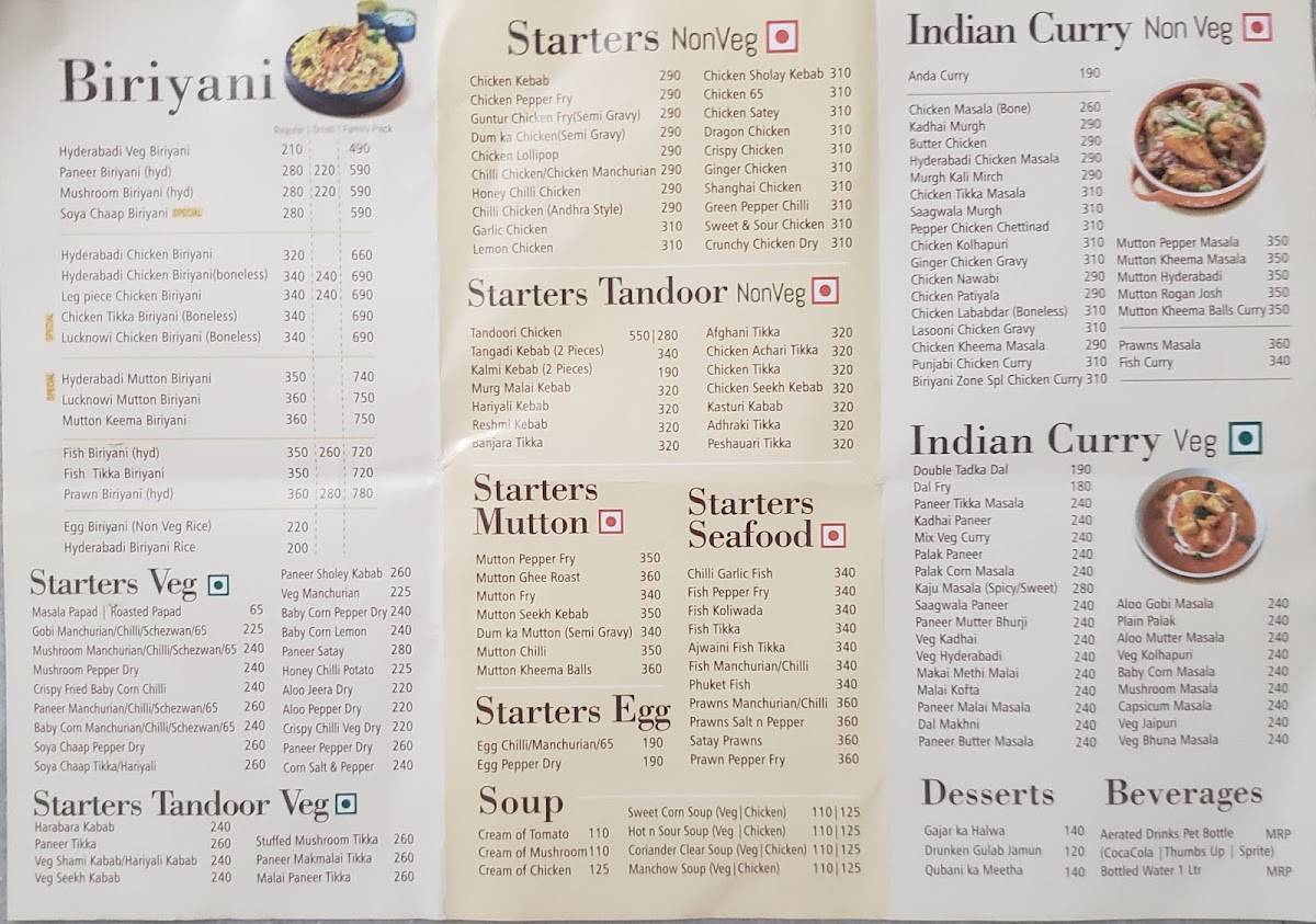 Menu at Biryani Zone, Kundanahalli, Hyderabadi Dum Biryani Restaurant ...