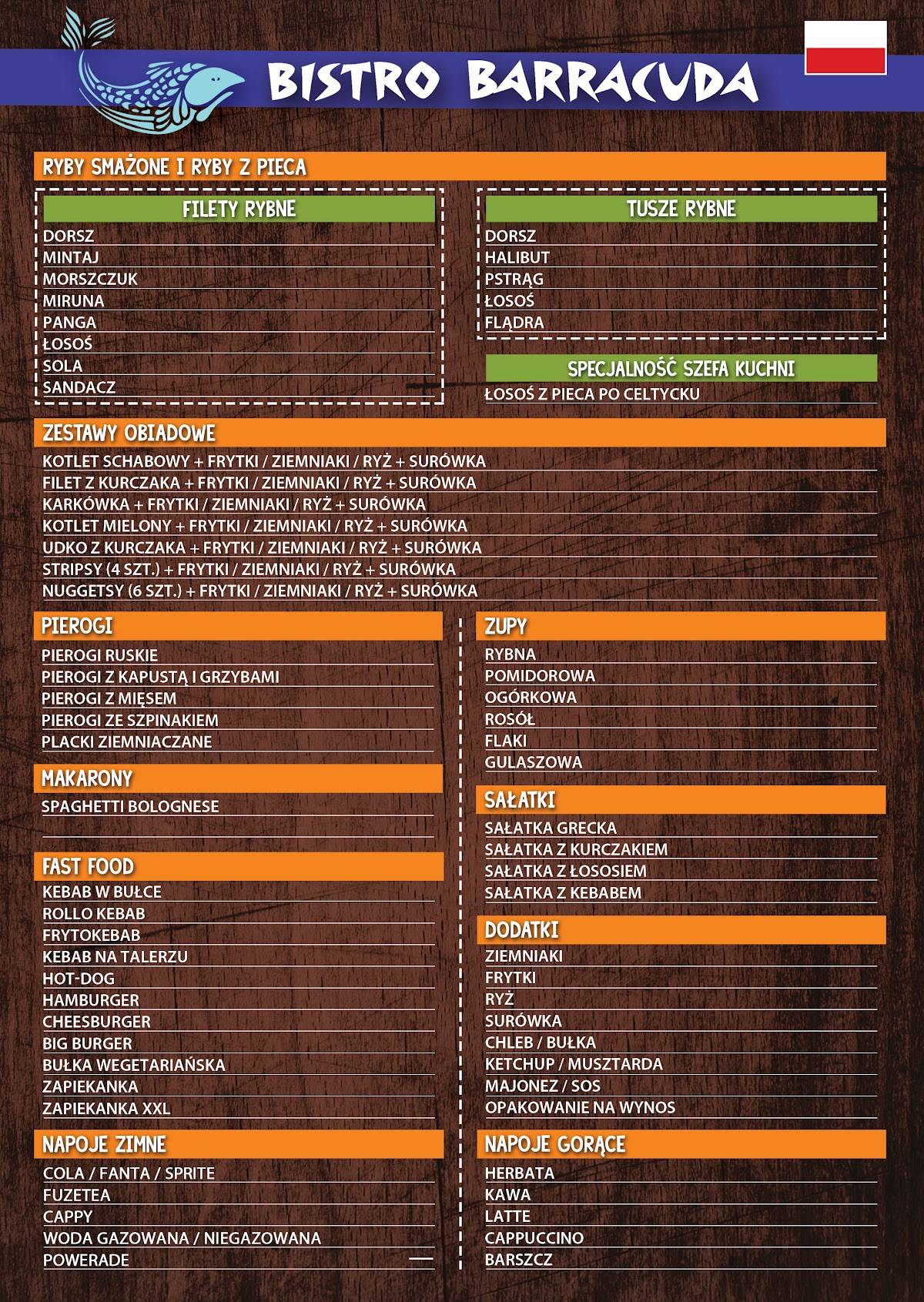 Menu at Bistro Barracuda, Rewal