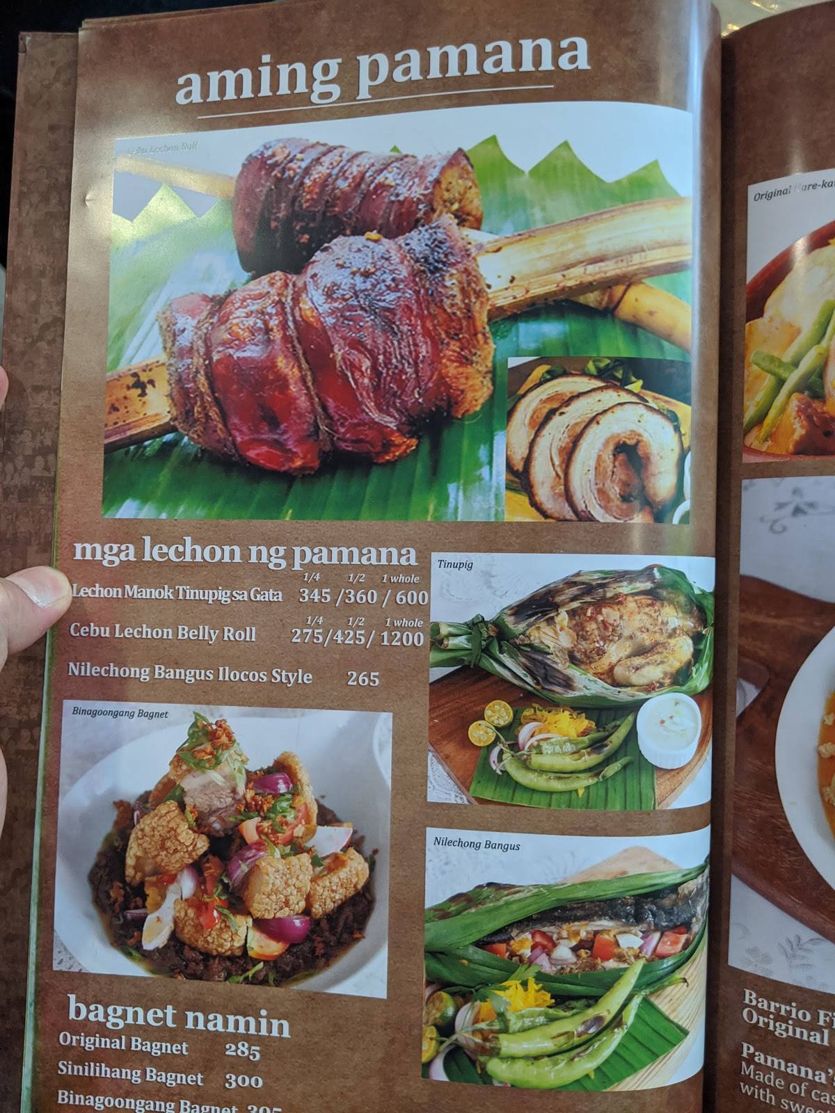Menu at Bistro Pamana restaurant, Makati, Greenbelt Mansions