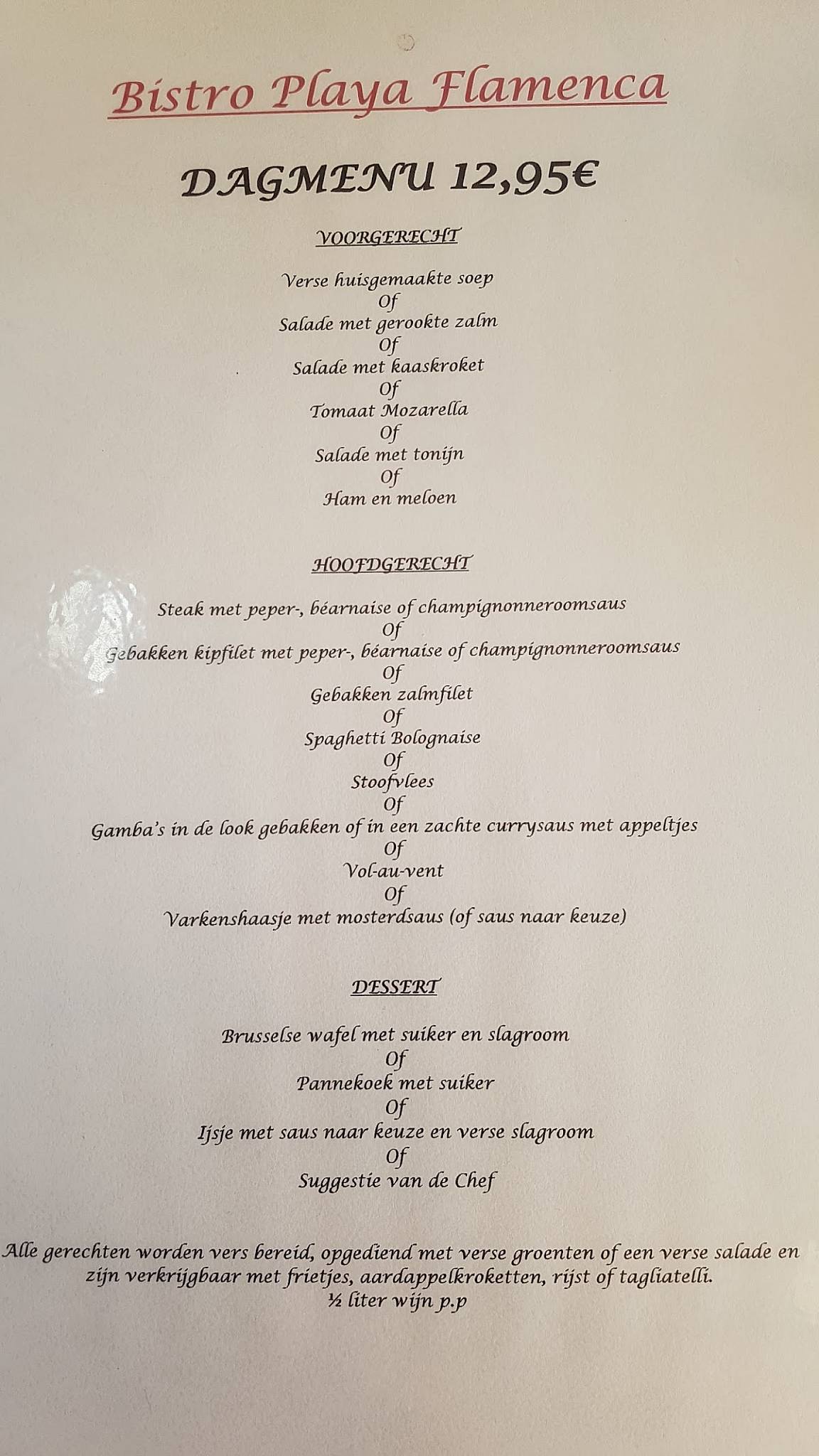 Menu at Bistro Playa Flamenca restaurant, Dehesa de Campoamor, Carrer ...