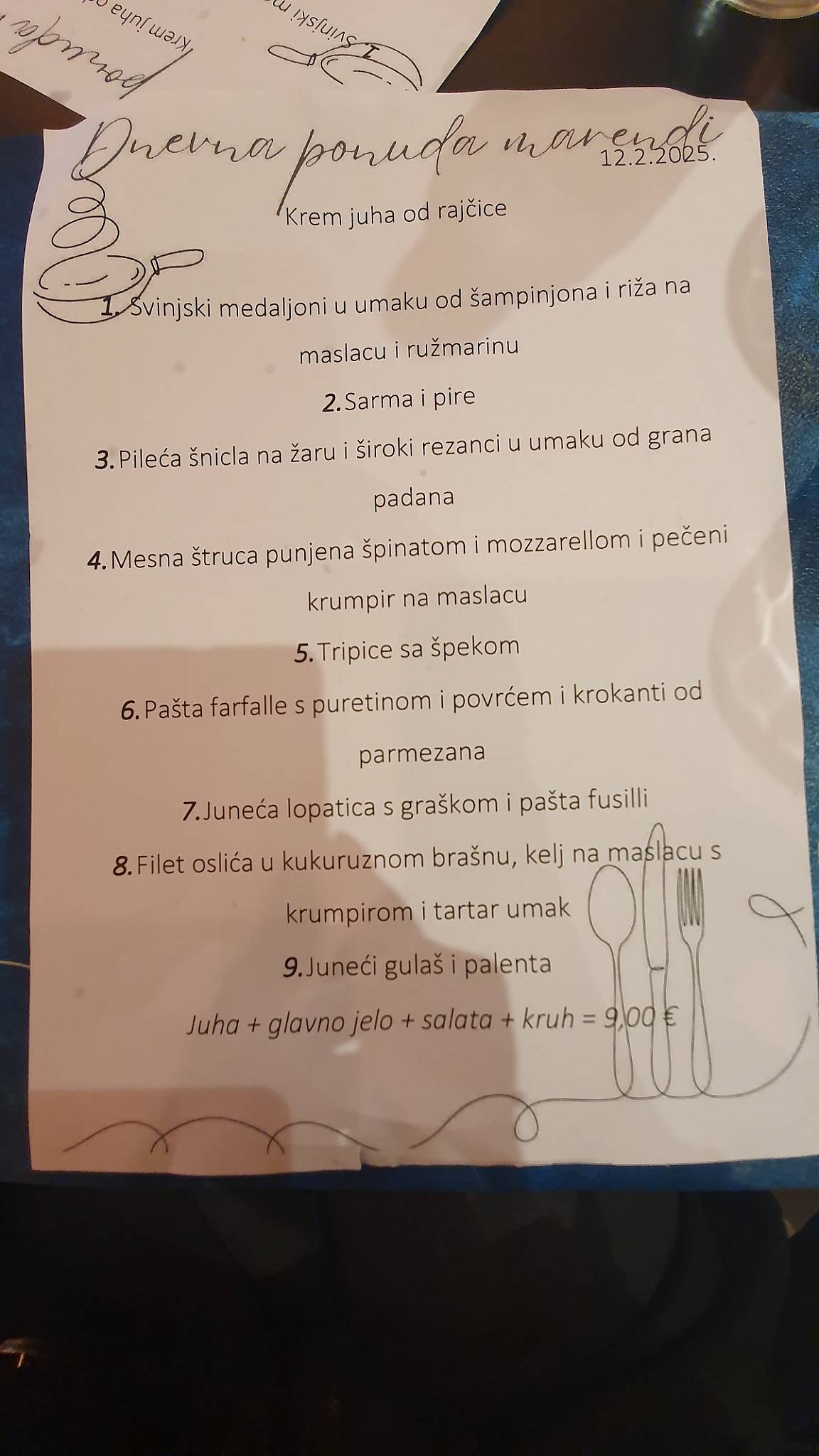 Menu at Bistro pizzeria Halftime, Poreč
