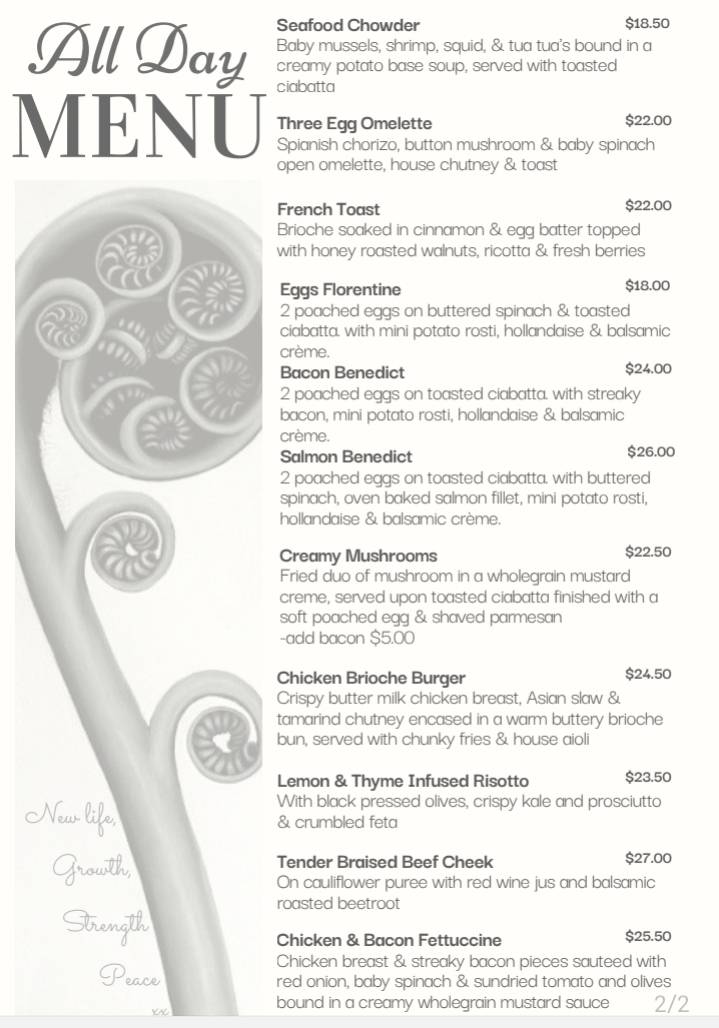 Menu at Bite Cafe & Deli, Thames