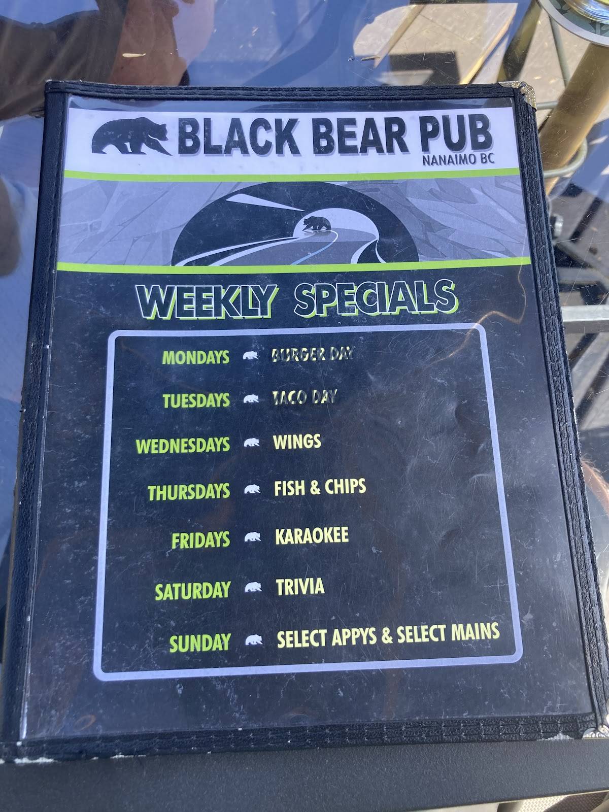Menu at Black Bear Pub Ltd, Nanaimo