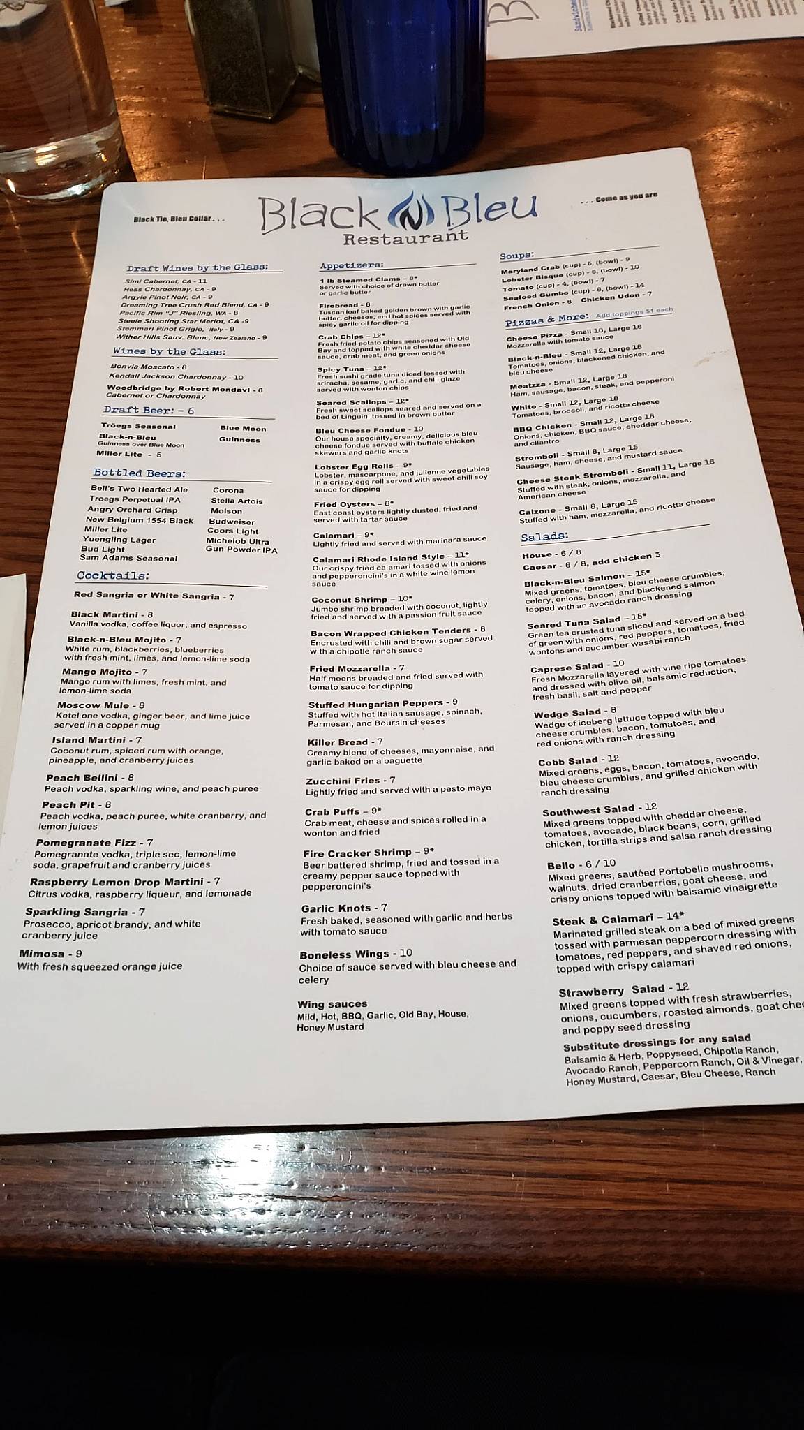 Menu at Black n Bleu Restaurant, Mechanicsburg