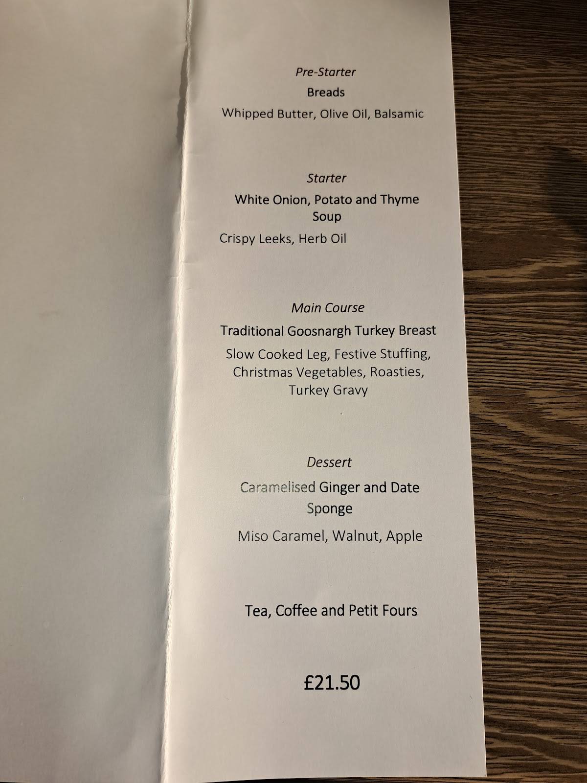 Menu at Scholars Restaurant, Blackburn, Feilden St