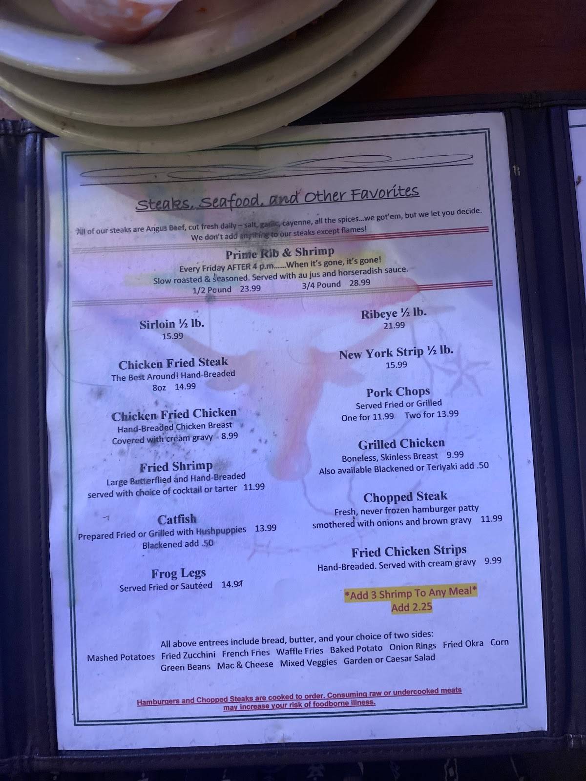Menu at Blake's steakhouse, Luling