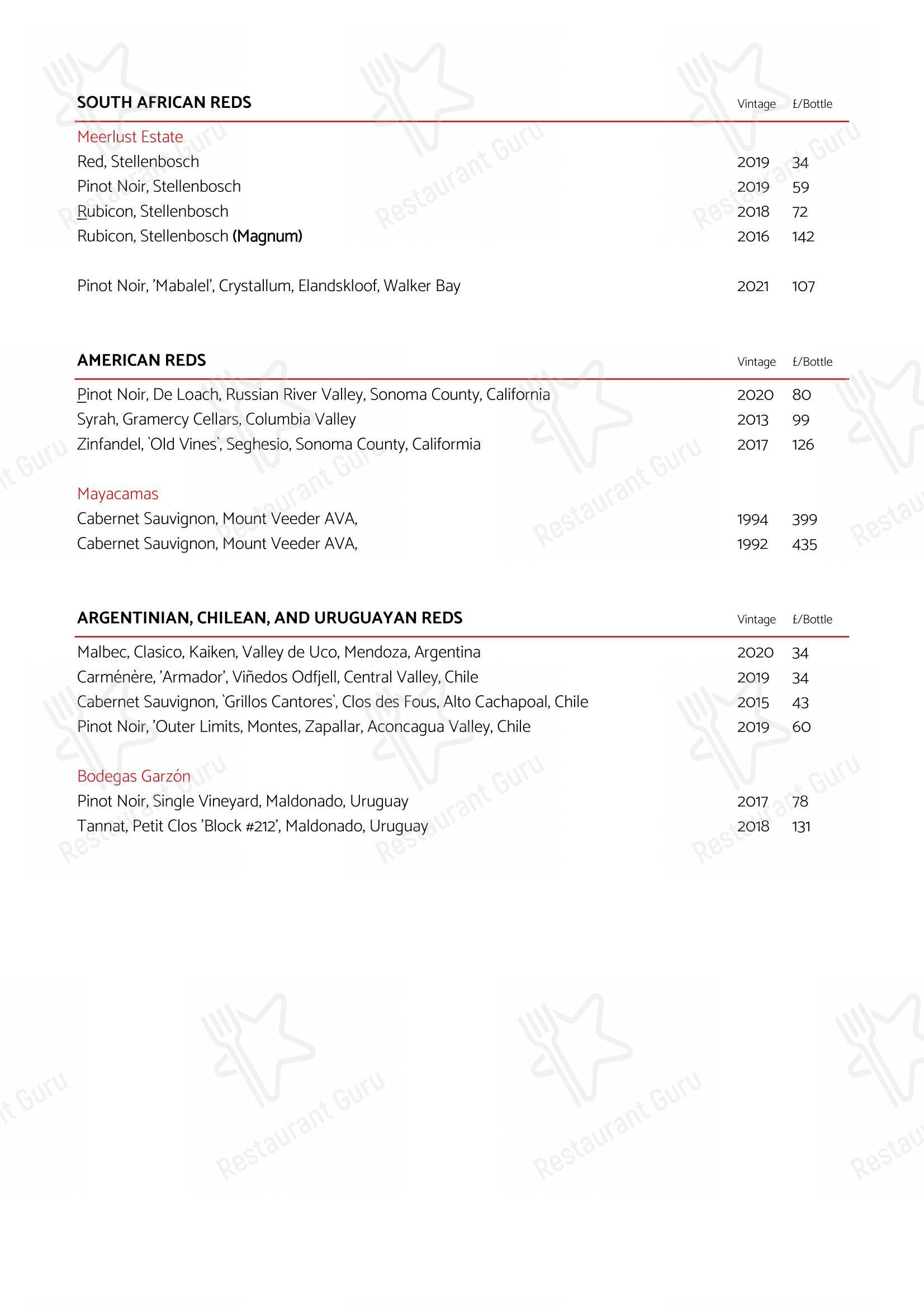 Menu at Bleeding Heart Bistro pub & bar, London, 7 Bleeding Heart Yard