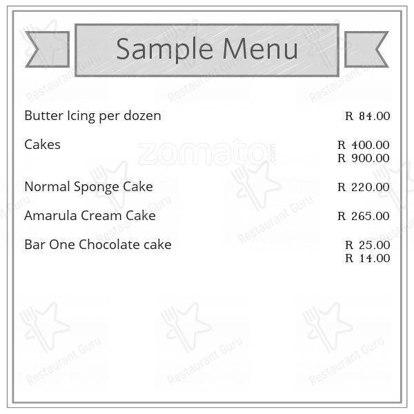 Menu at Blue Lemon restaurant, Pretoria