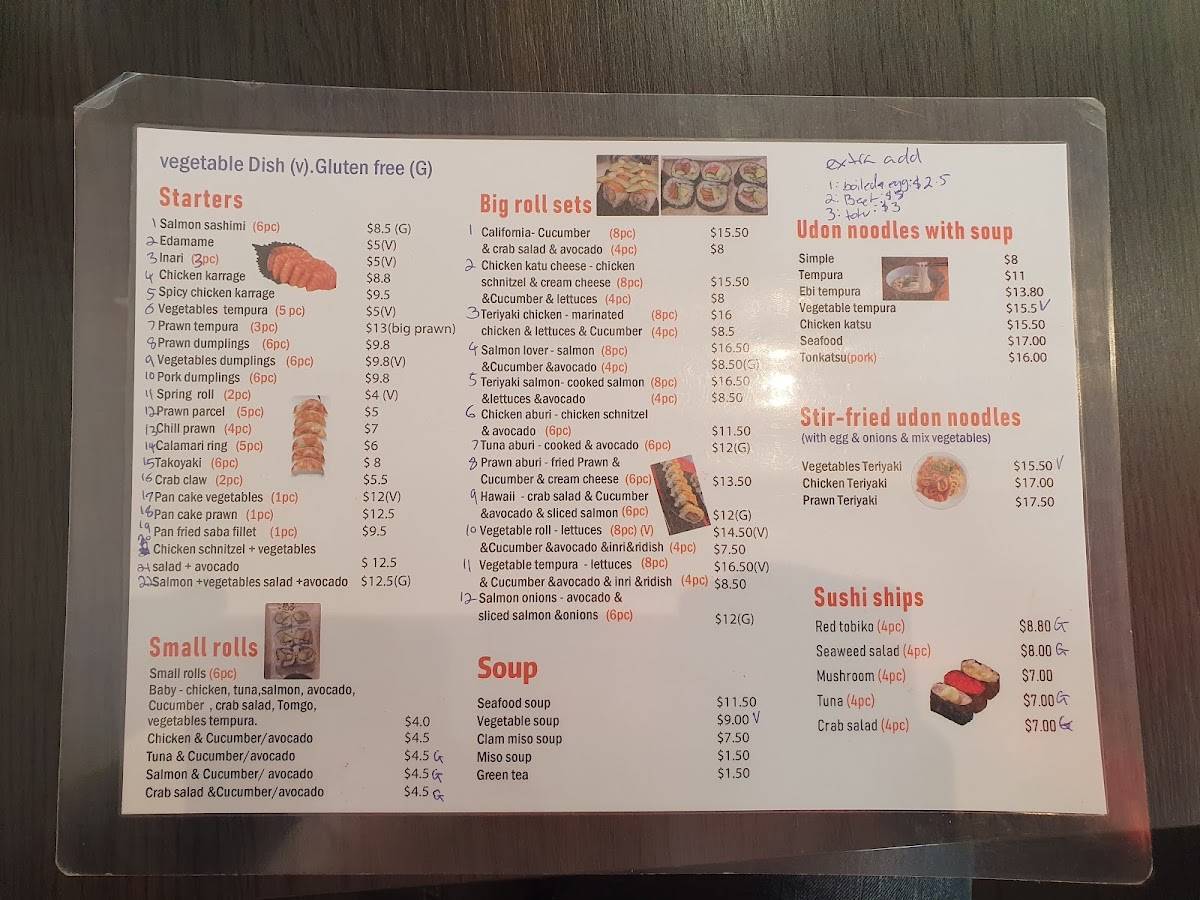 Menu at Blue Mountains Sushi restaurant, Blackheath