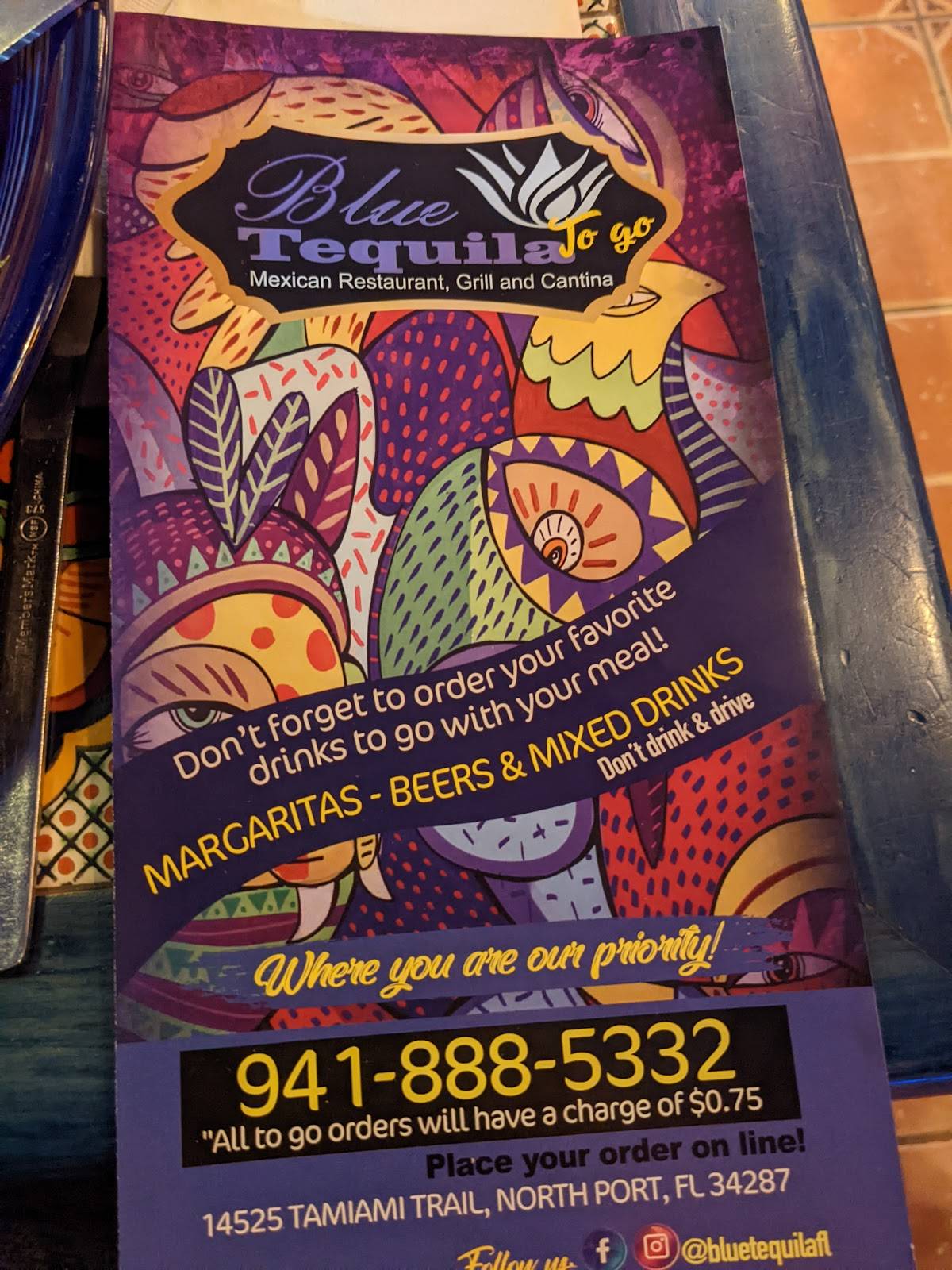Menu at Blue Tequila Mexican Restaurant, Grill & Cantina, North Port