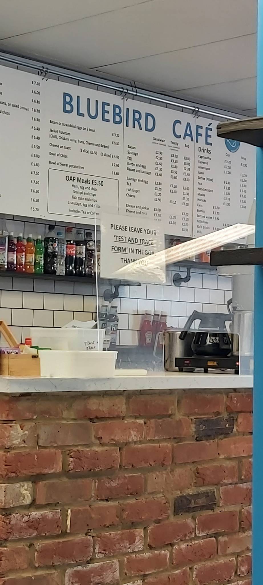Menu at Bluebird Cafe, Lee-on-the-Solent