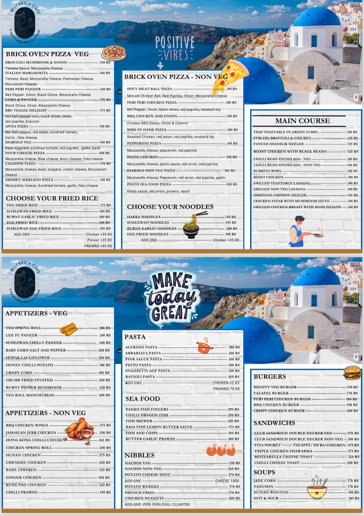 Menu at Bluebrick Cafe, Bengaluru