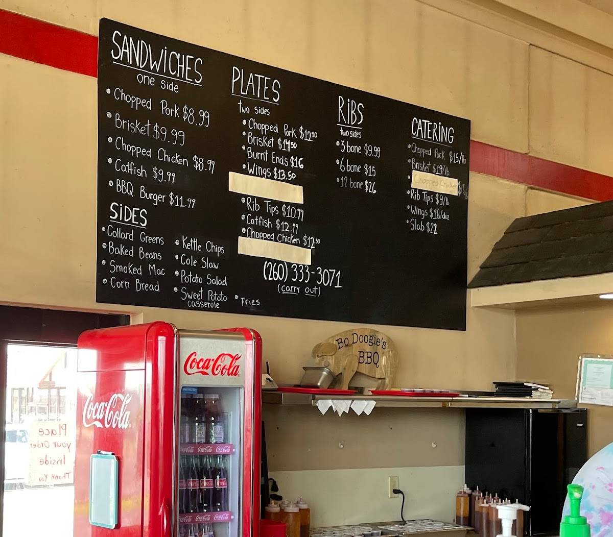 Menu at Bo Doogie's BBQ, Auburn