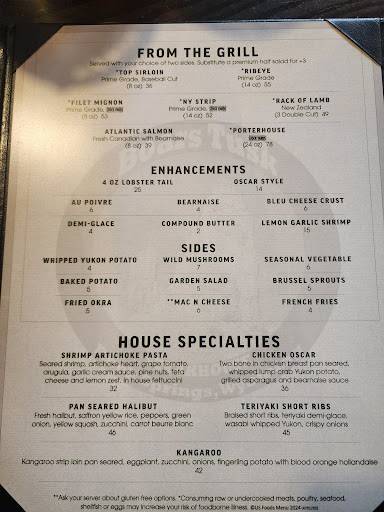 Menu at Boars Tusk Steakhouse, Rock Springs