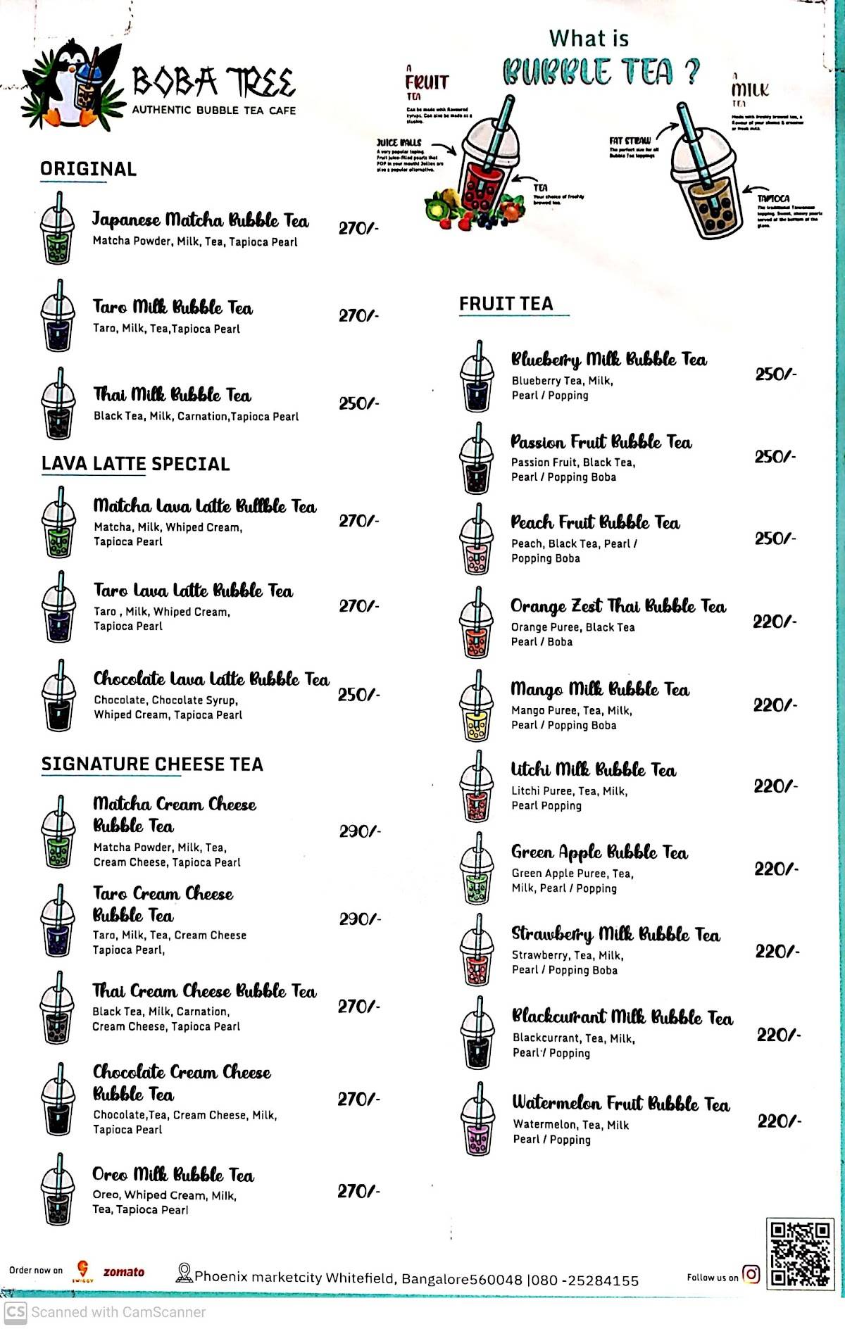 Menu at Boba Tree - Bubble Tea Cafe, Bengaluru, The Courtyard by Sublime