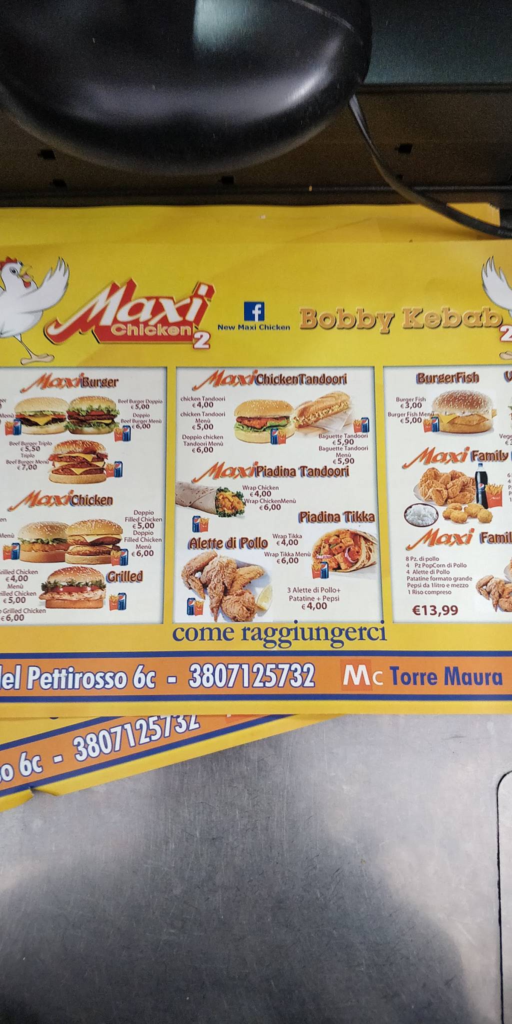 Carta de Bobby Kebab Maxi Chicken, Roma, Metro
