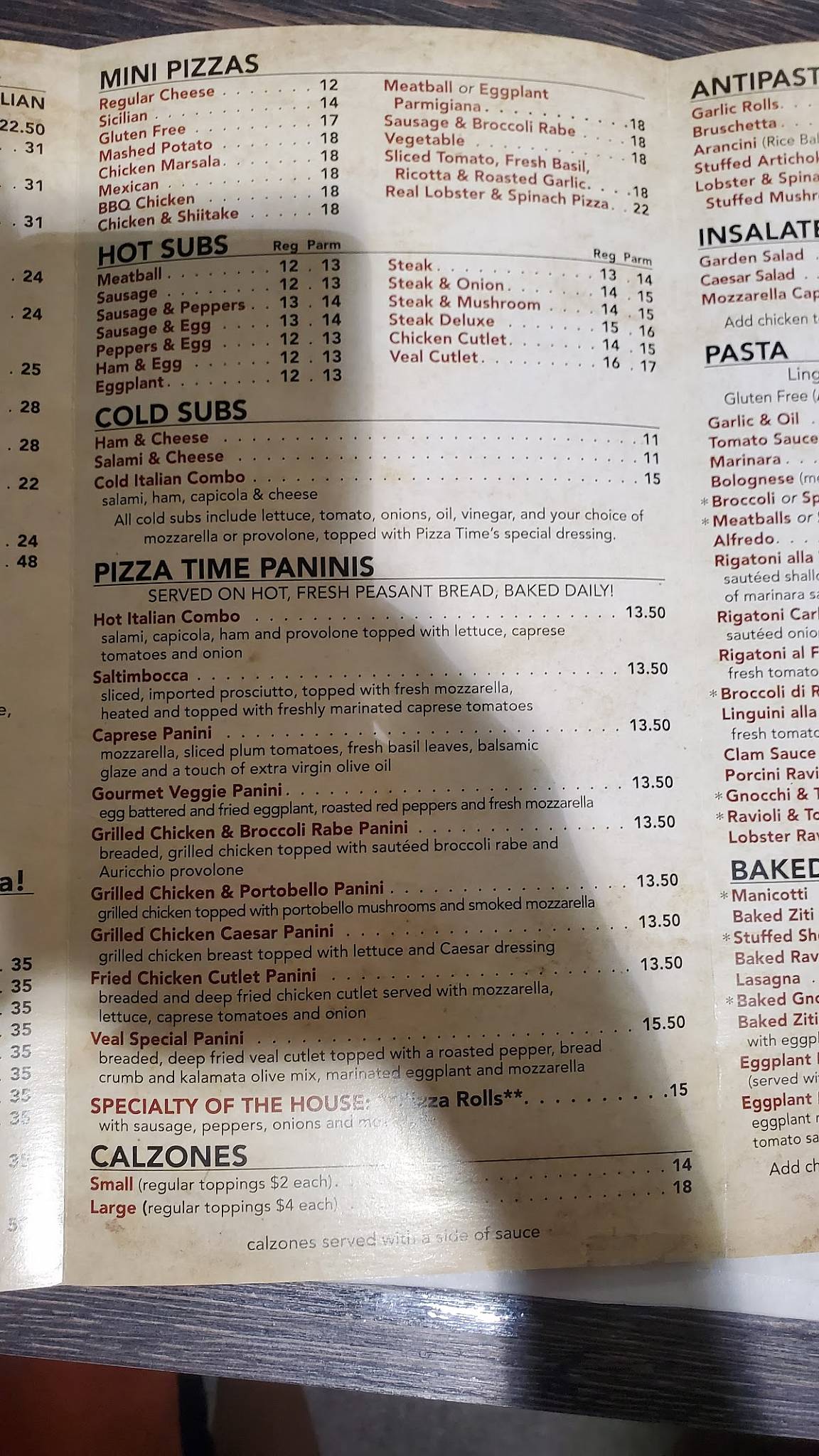 Menu at Pizza Time pizzeria, Boca Raton, SW 2nd Ave #7000