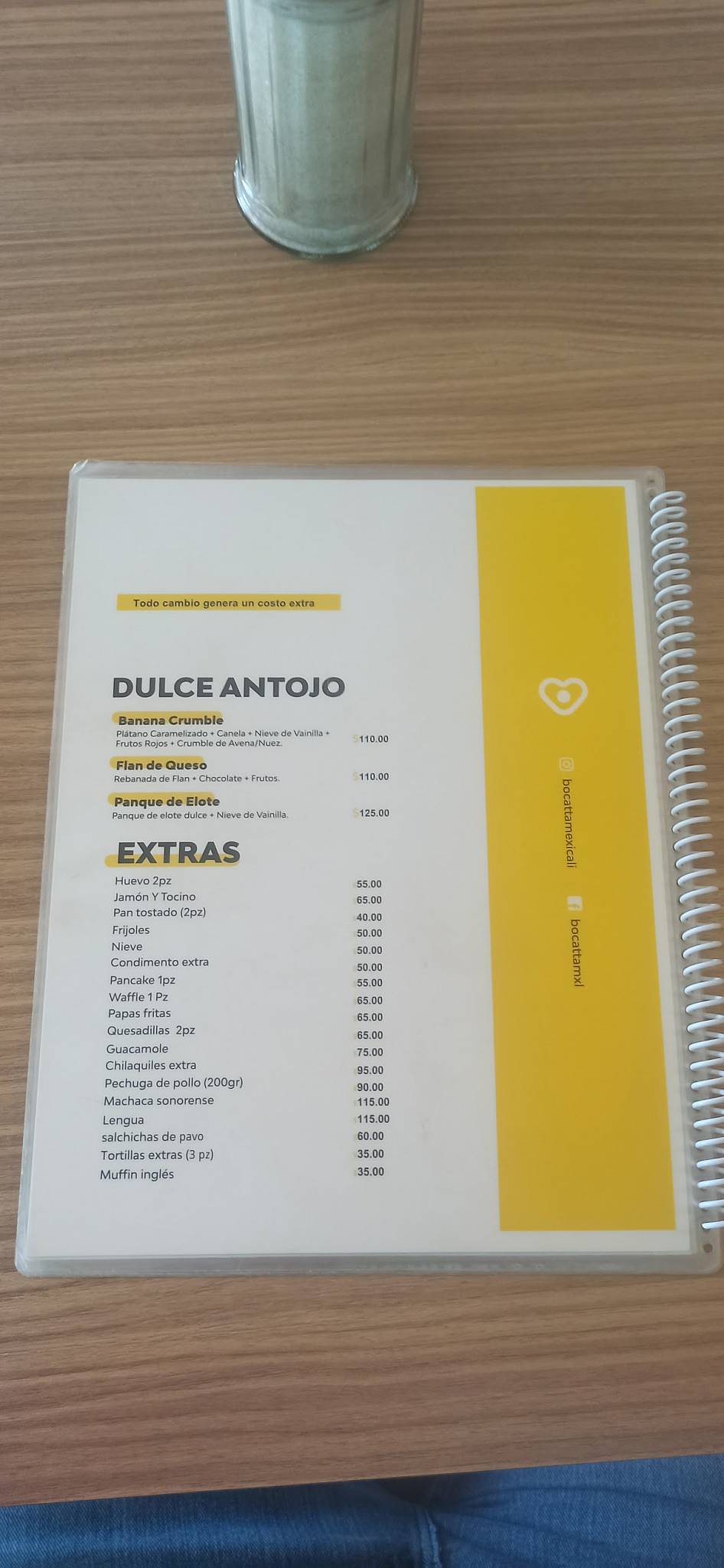 Carta del restaurante Bocatta Mexicali Carretera San Felipe, Mexicali
