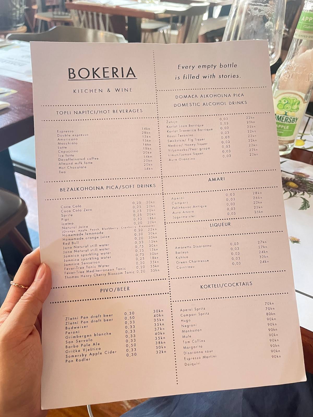Menu at Bokeria Kitchen & Wine restaurant, Split