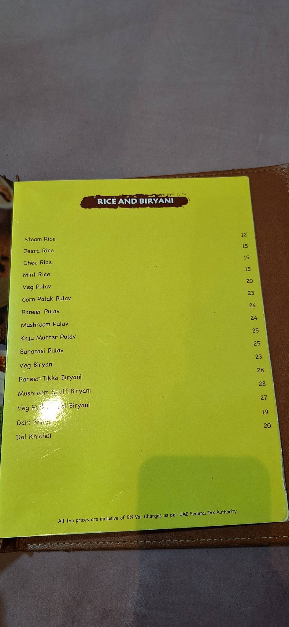 Menu at Bombay Basera restaurant, Dubai