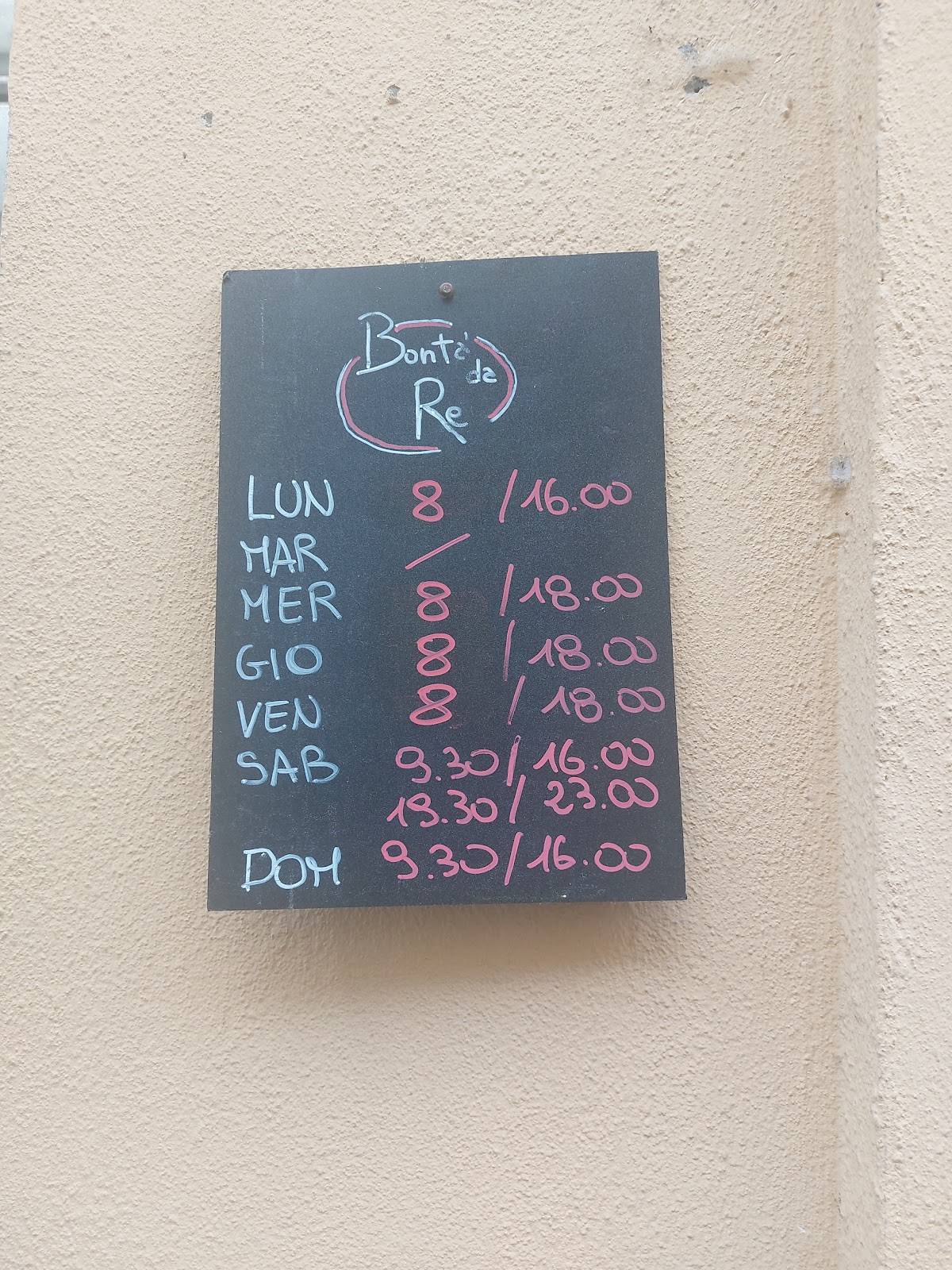 Menu da Bontà Da Re pizzeria, Torino
