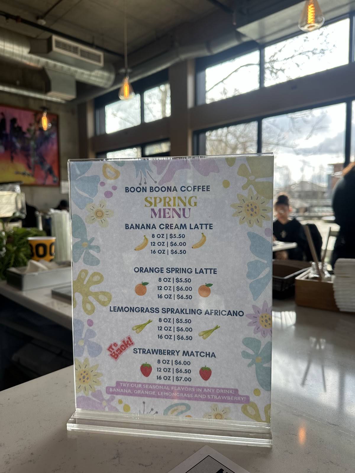 Menu at Boon Boona Coffee restaurant, Seattle, 1223 E Cherry St Ste. C121B