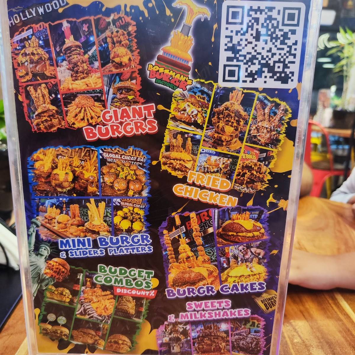 Menu at Bossman's Burgr Factory restaurant, Dubai
