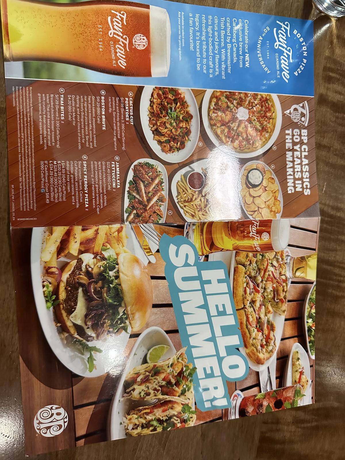 Menu at Boston Pizza pizzeria, Chatham-Kent