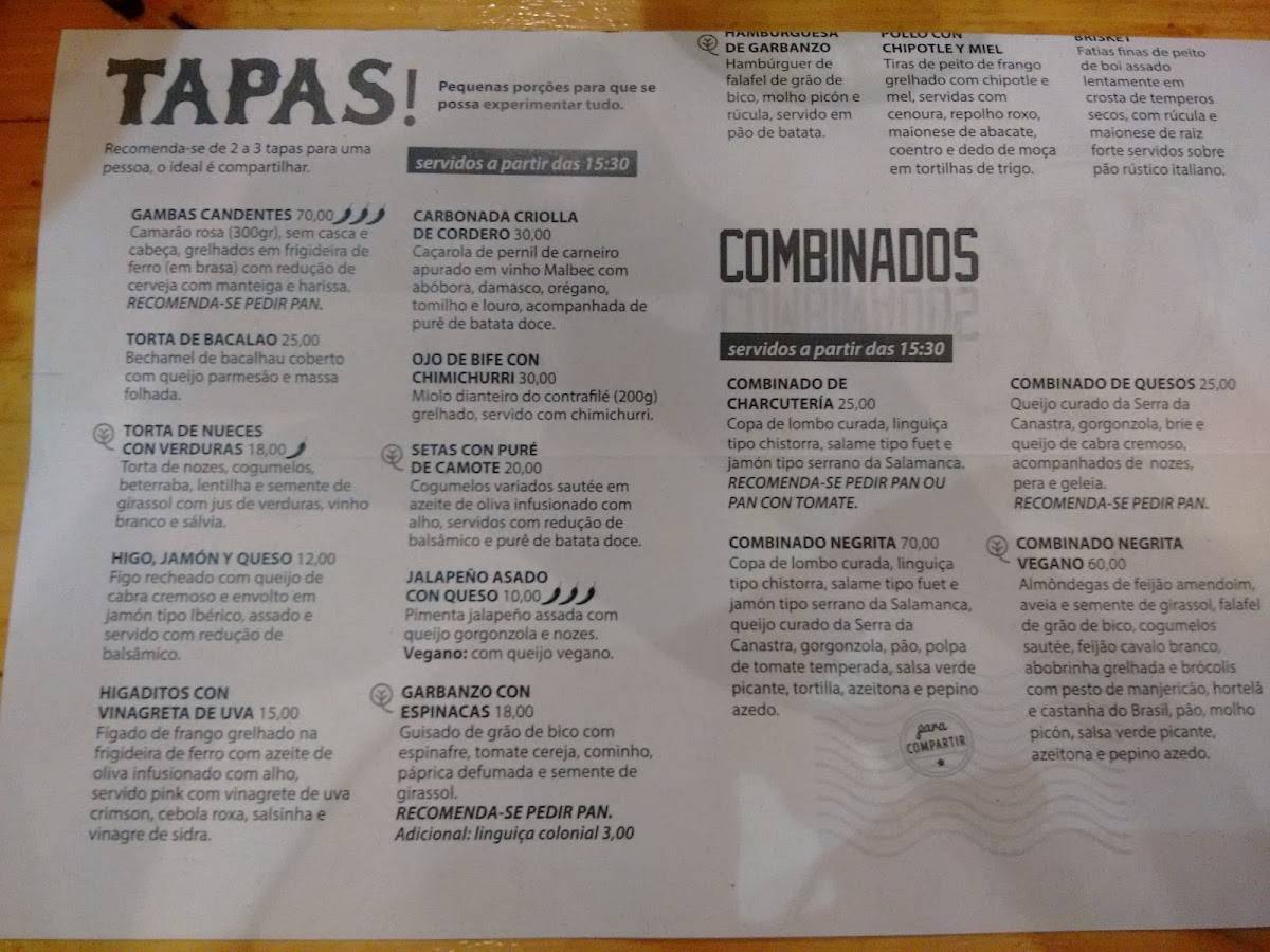 Menu em Negrita Café Bar - Botanique Oásis, Curitiba