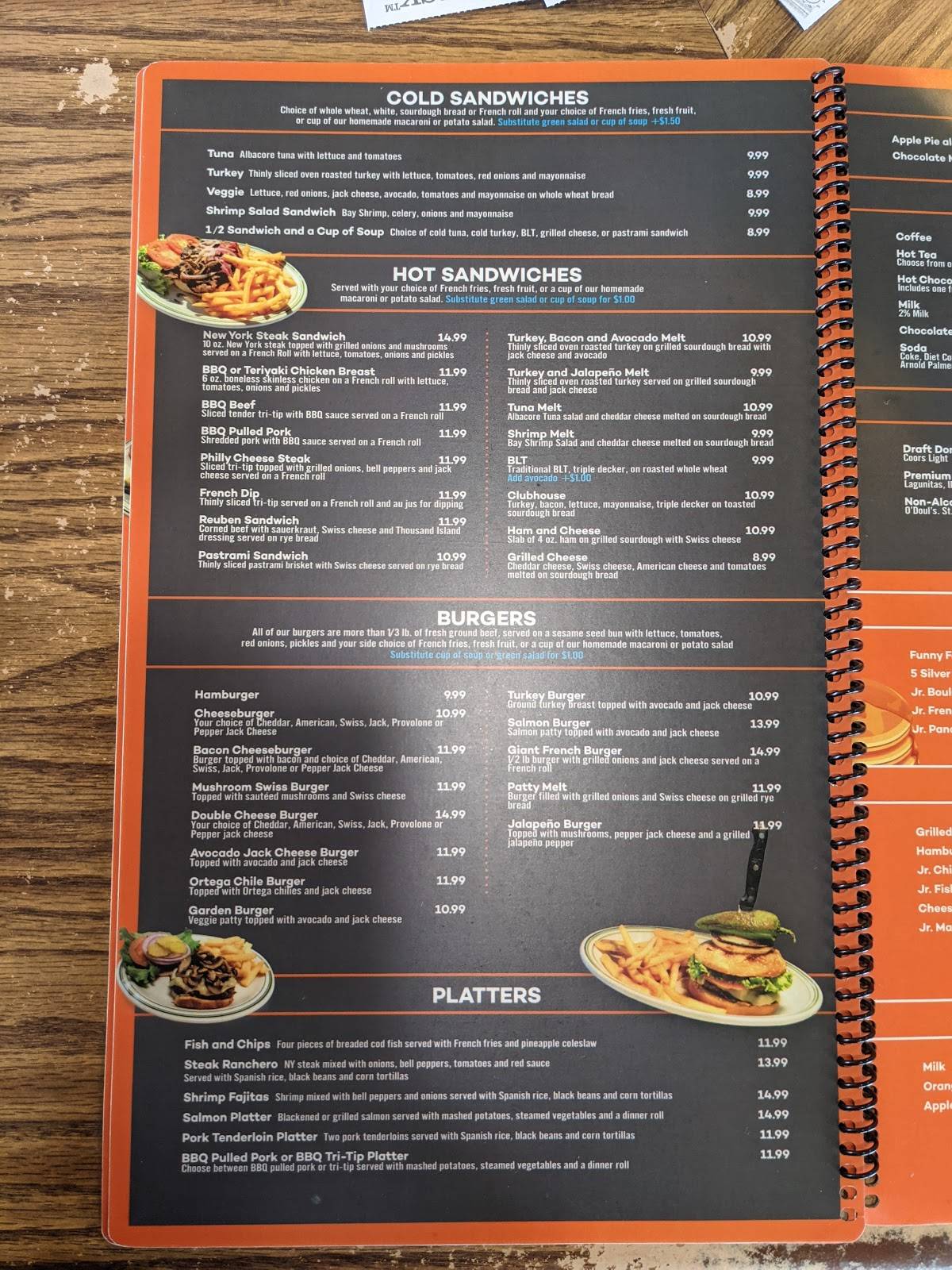 Menu at Boulevard Cafe & Grill, Petaluma