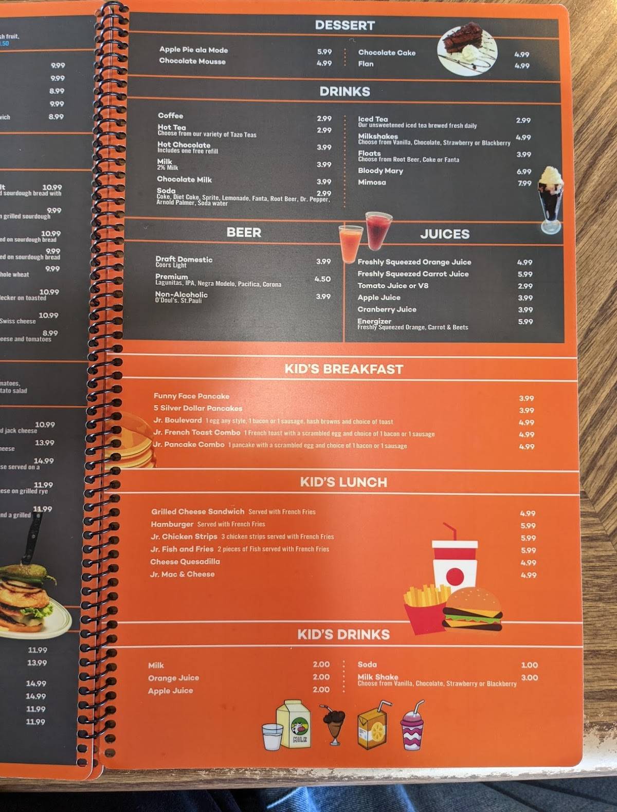 Menu at Boulevard Cafe & Grill, Petaluma