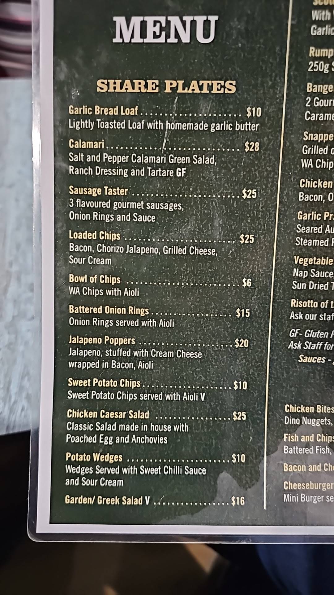 Menu at Boyanup Tavern pub & bar, Boyanup