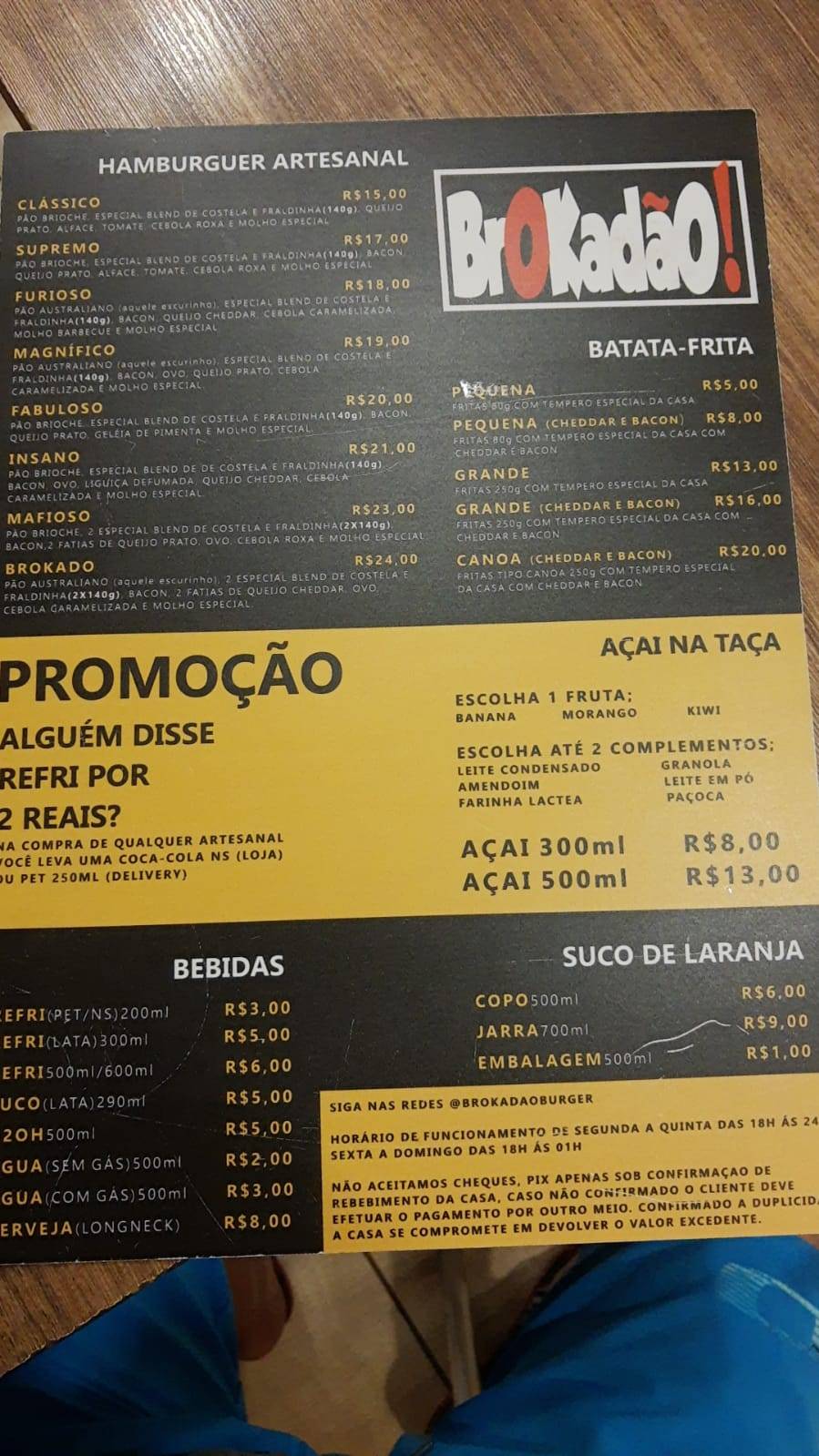 Menu em BrOkadaO! restaurante, Brasília