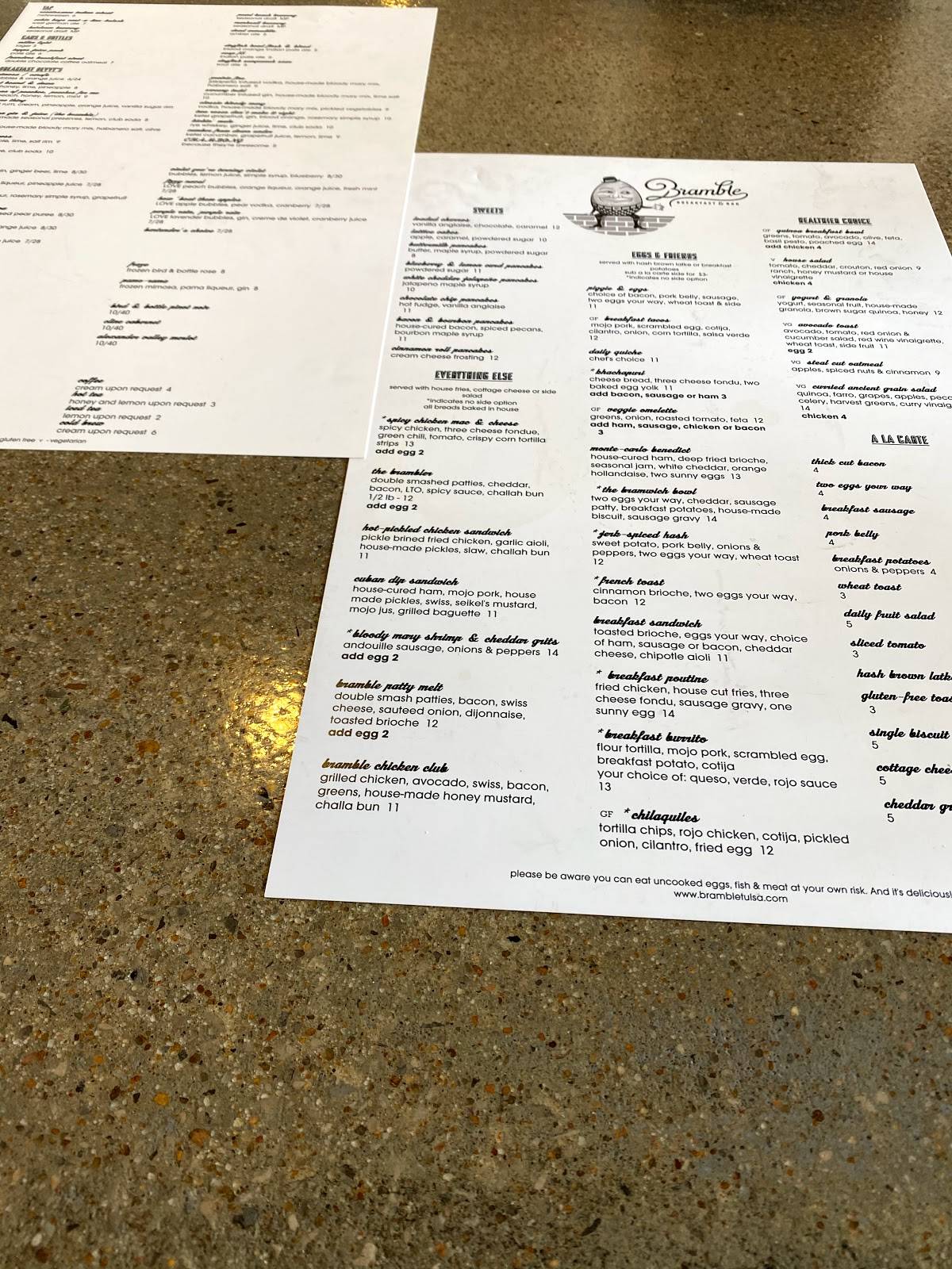 Menu at Bramble Breakfast & Bar - Downtown, Tulsa, E 6th St