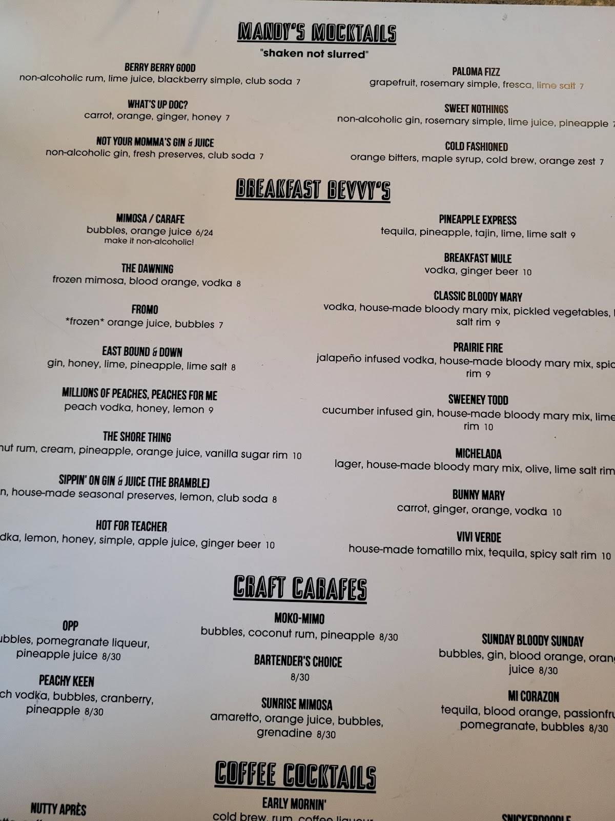 Menu at Bramble Breakfast & Bar - Downtown, Tulsa, E 6th St