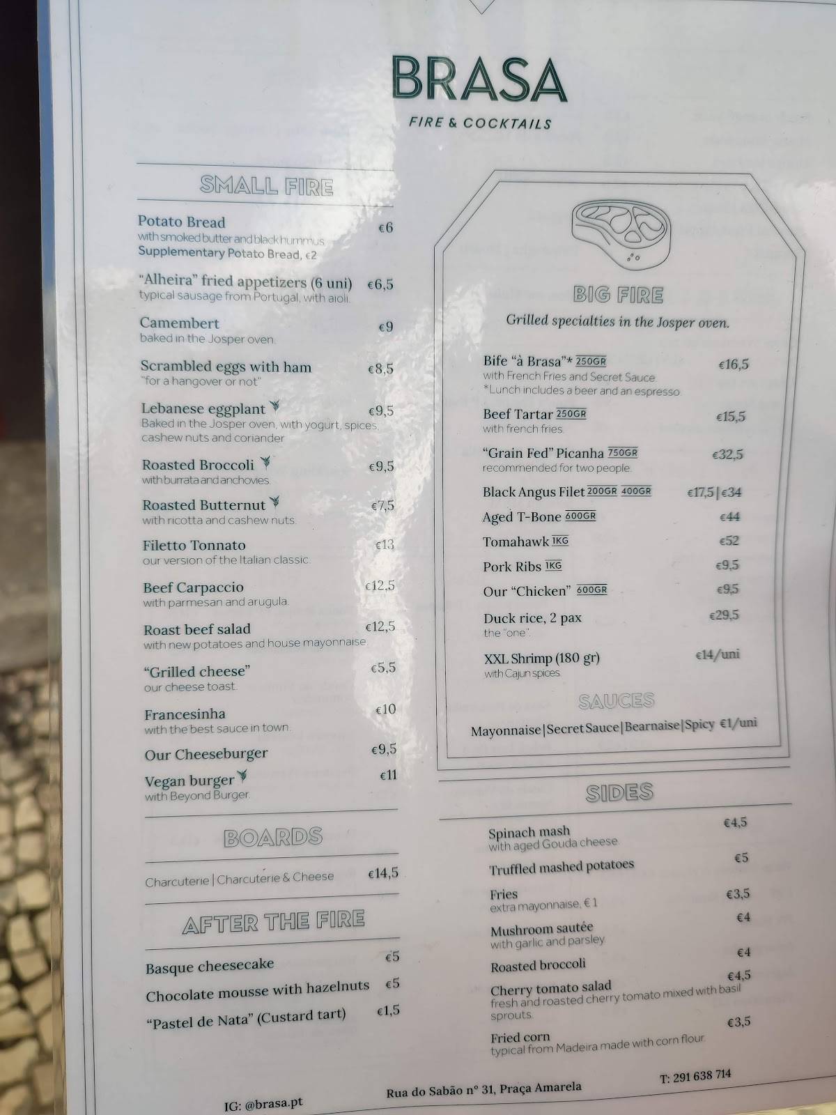 Menu at Brasa Fire & Cocktails restaurant, Funchal