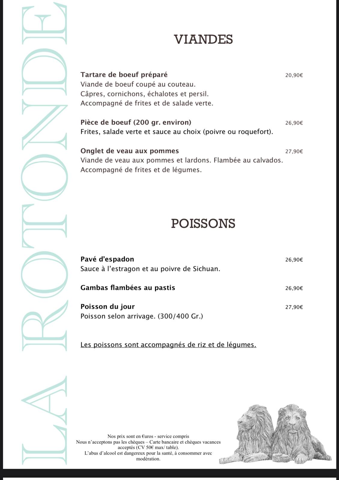 Menu au Brasserie La Rotonde restaurant, Le Lavandou