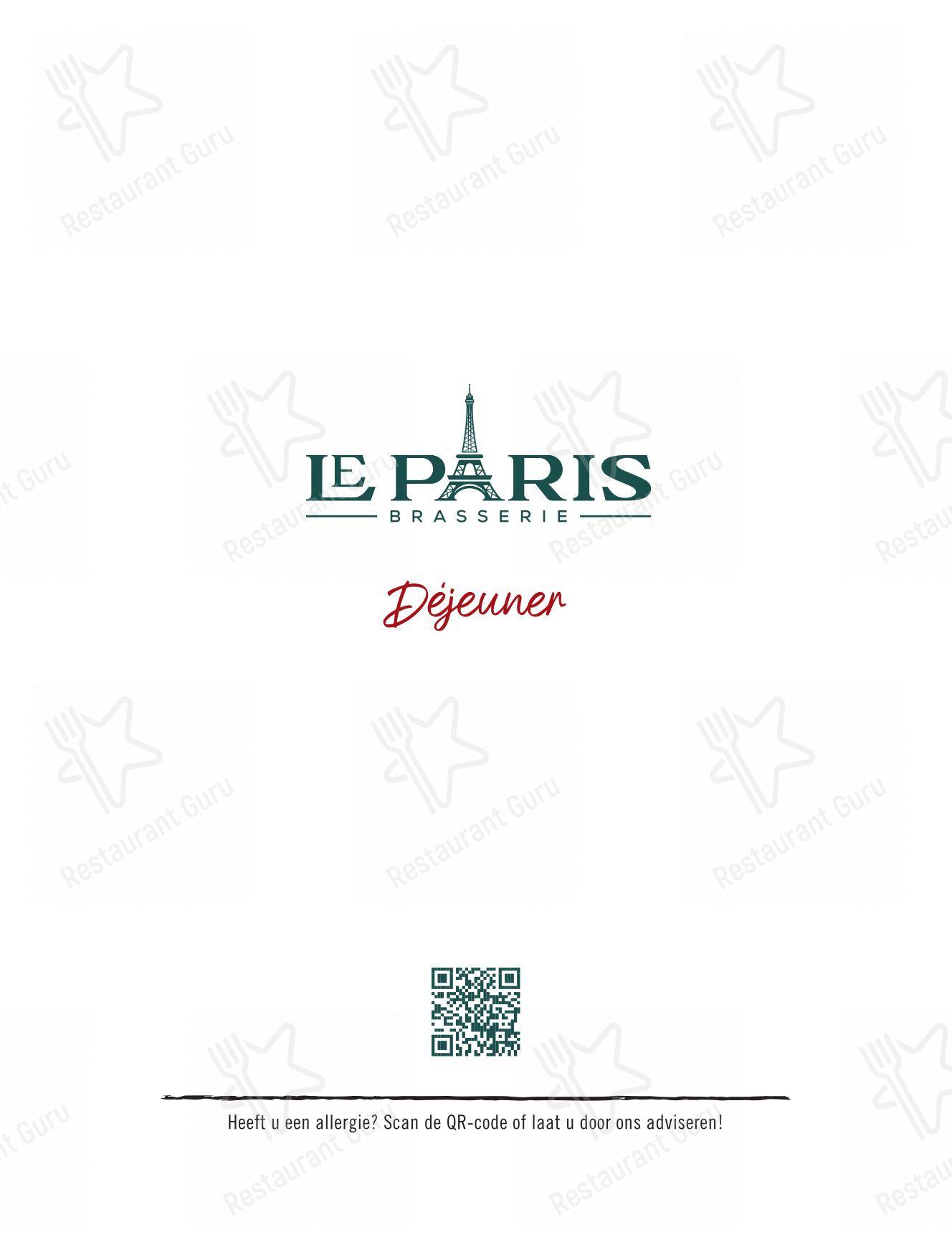 Speisekarte von Brasserie Le Paris restaurant, Leidschendam