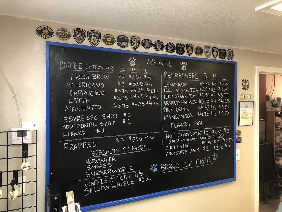 Menu at Bravo's Break, Newman
