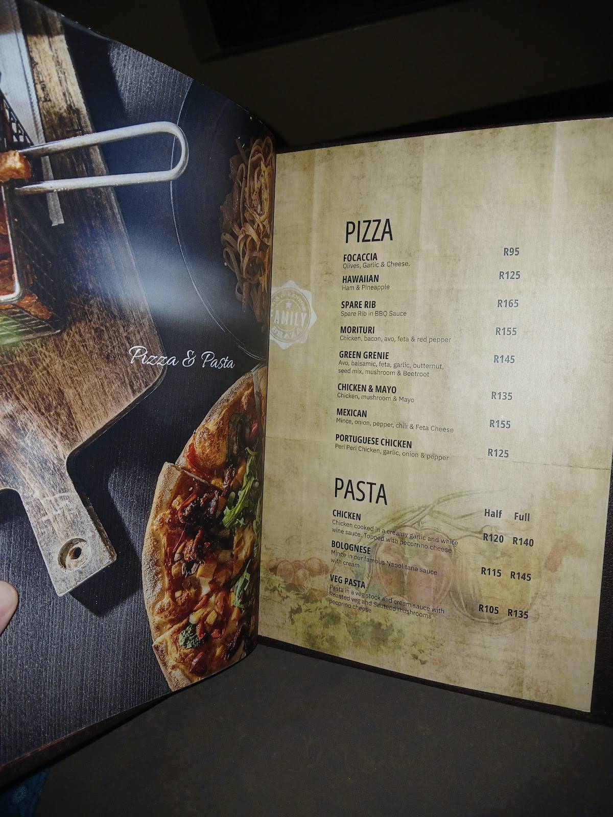 Menu at Braza restaurant, Saint Lucia