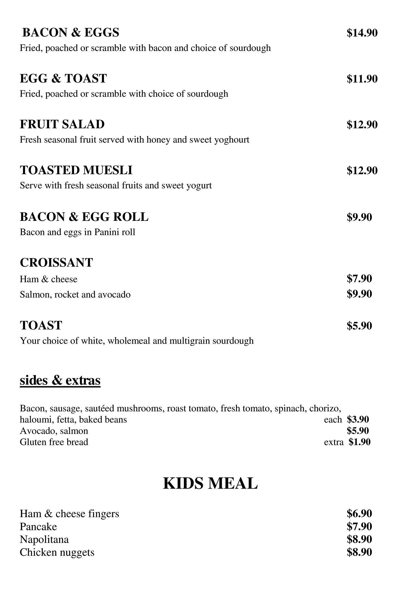 Menu at Olive Kitchen Cafe Breakfast Point, Breakfast Point, shop 5/20 ...