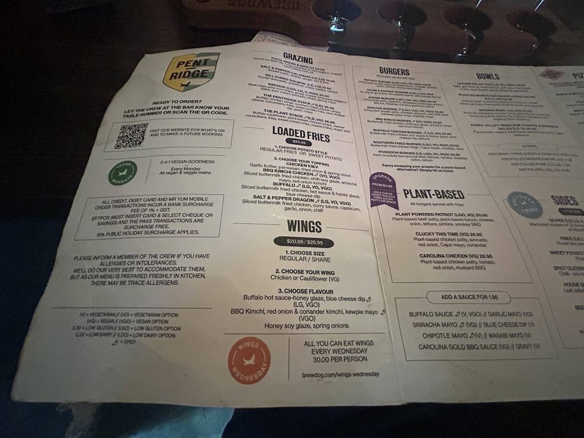 Menu at BrewDog Pentridge pub & bar, Coburg