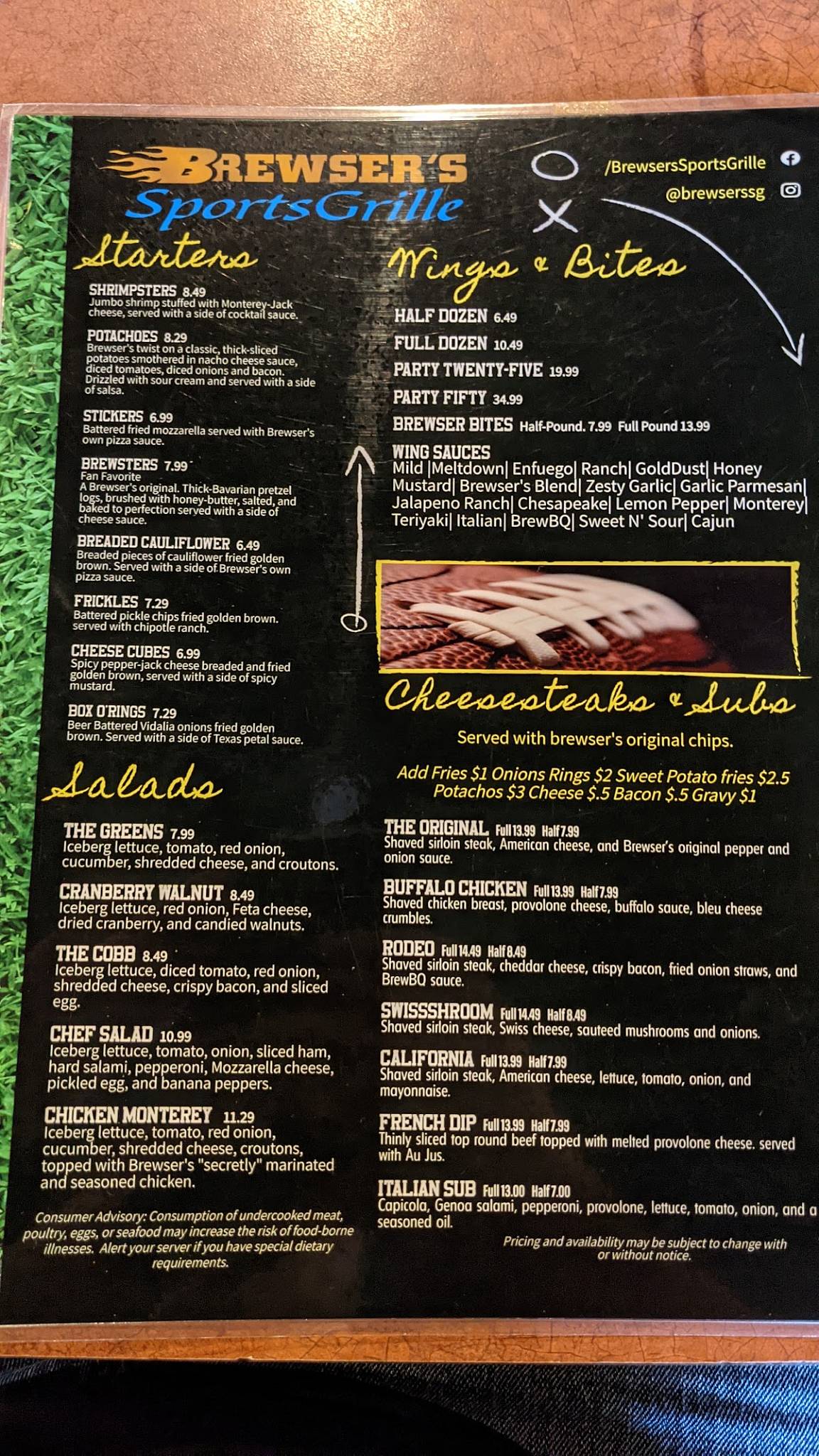 Menu at Brewser’s Sports Grille pub & bar, Edgewood