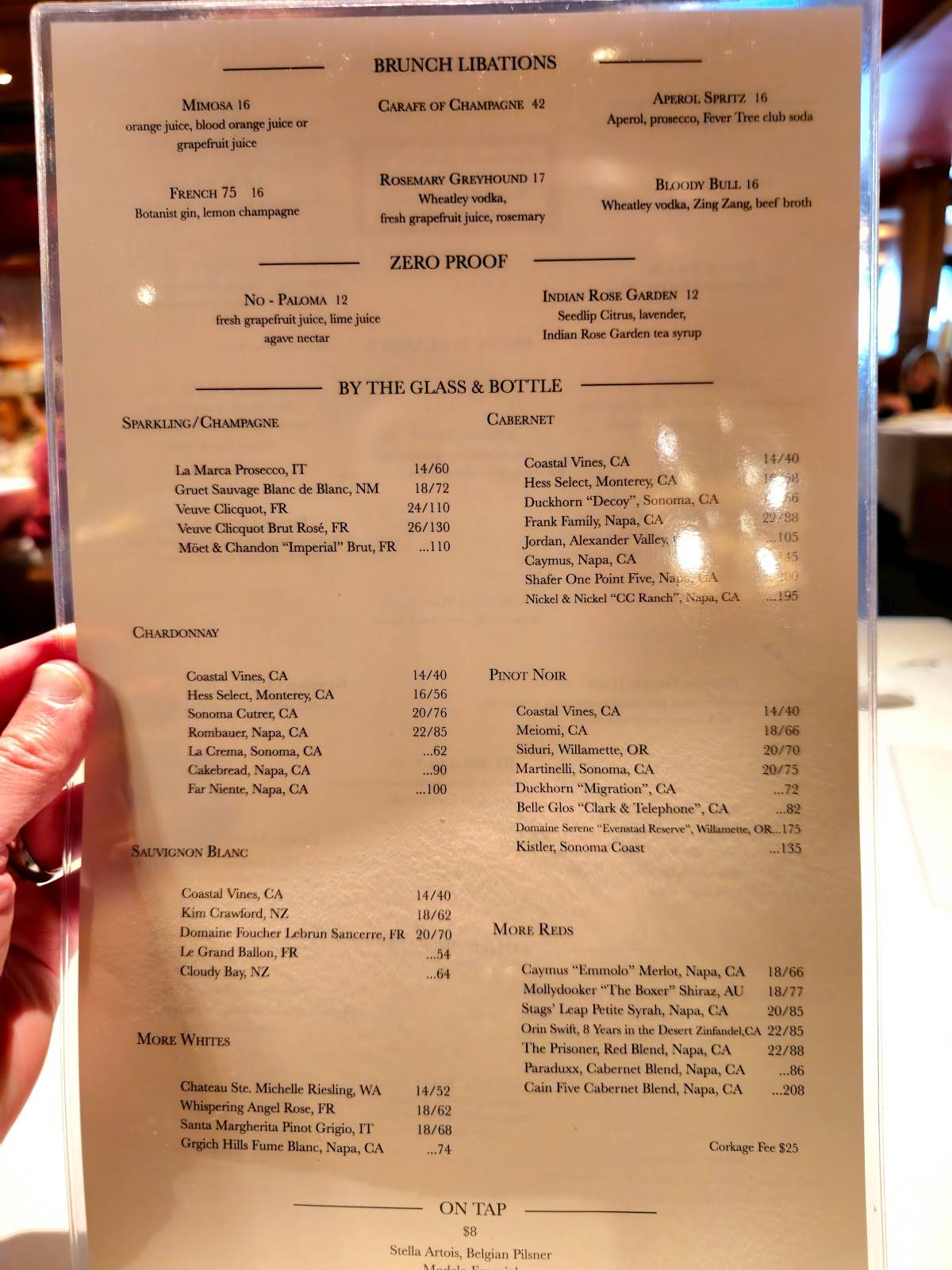 Menu at BrickTop's restaurant, Naples, Tamiami Trail N
