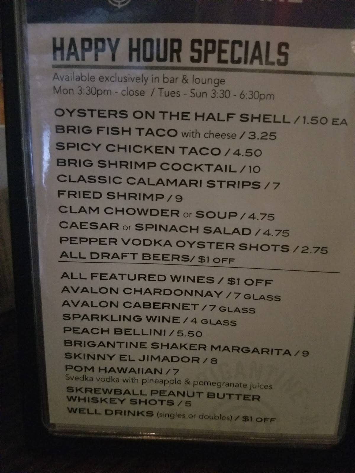 Menu at Brigantine Seafood & Oyster Bar, La Mesa, Fuerte Dr