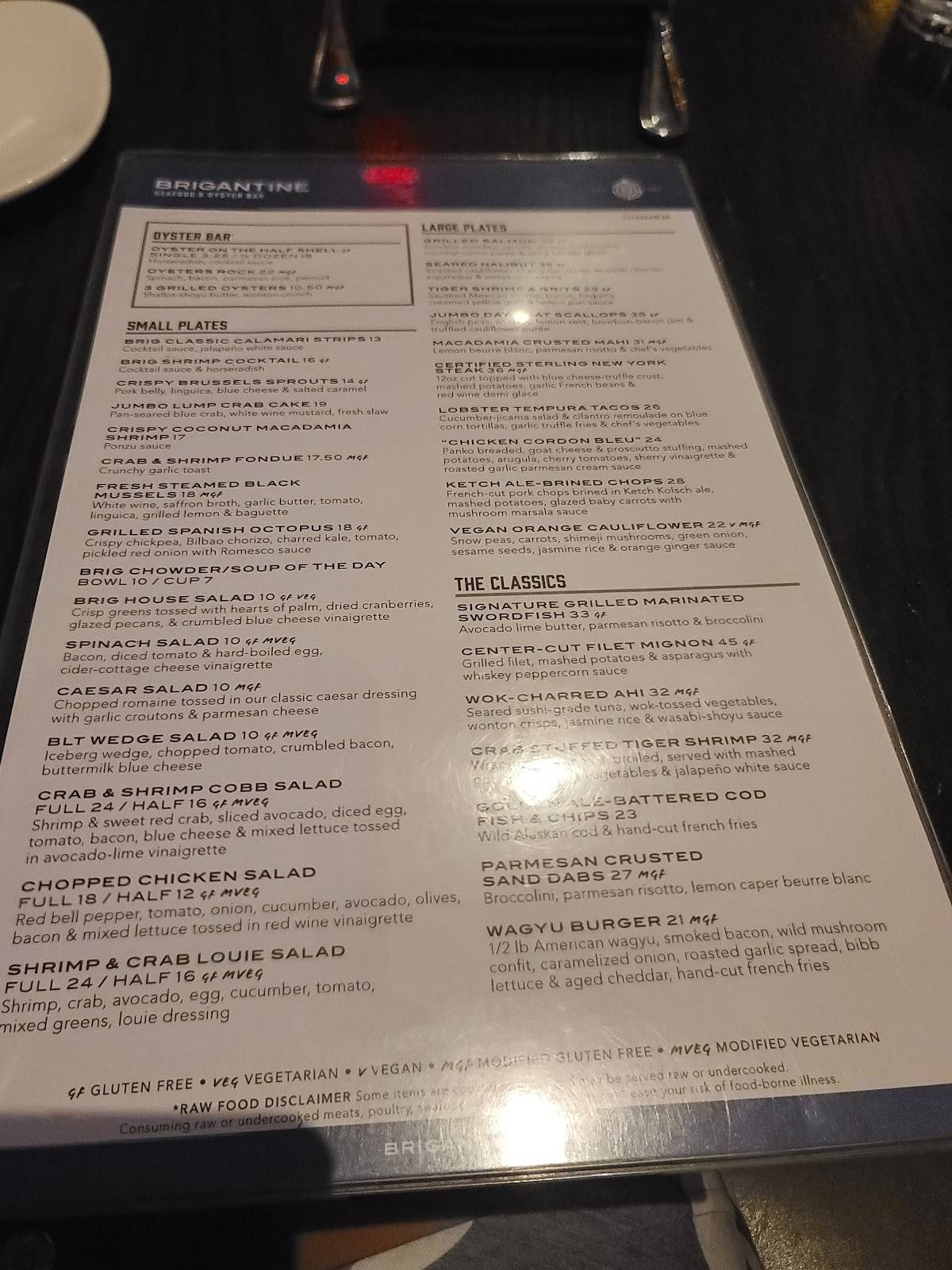 Menu at Brigantine Seafood & Oyster Bar, La Mesa, Fuerte Dr