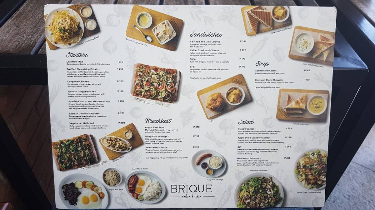 Menu at Brique Modern Kitchen cafe, Cebu City, ayala center cebu